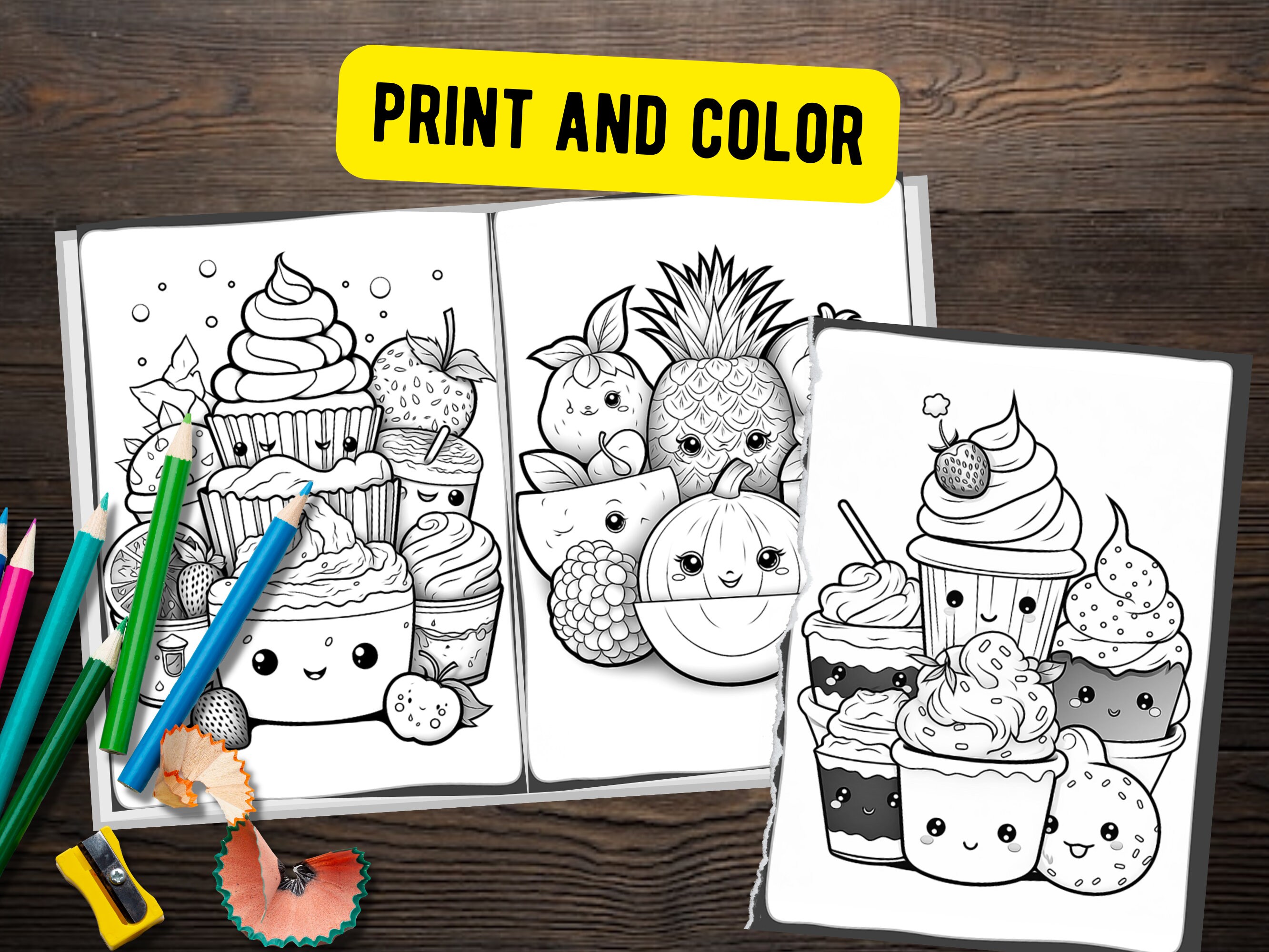 50 Kawaii Food Coloring Pages Printable PDF, Testy Food Coloring Book ...