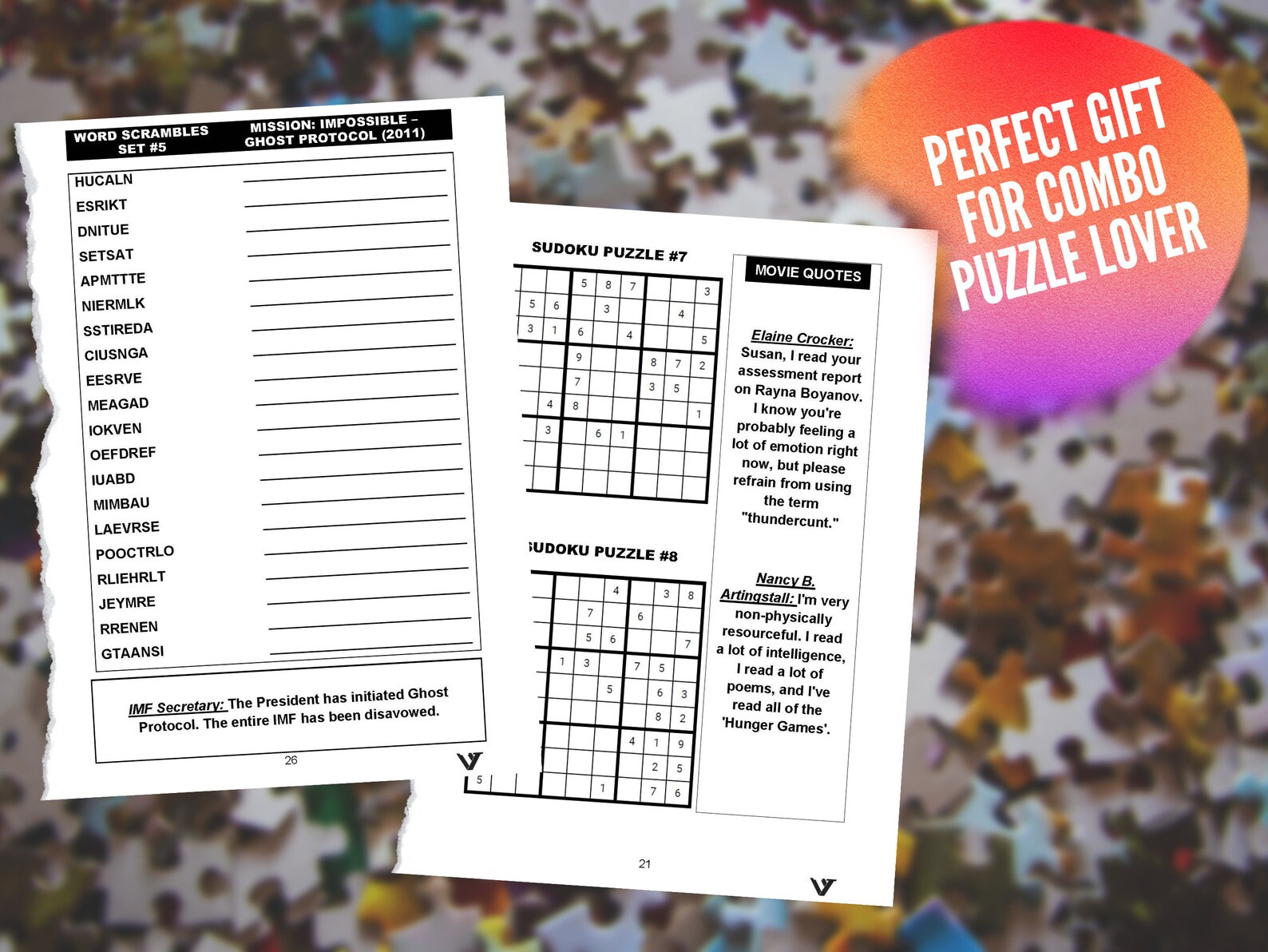 100 Spy Movie Puzzle Vol. 2, Word Search, Word Scramble, Missing Vowel ...