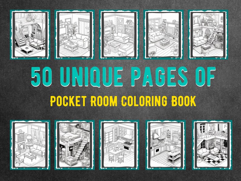 50 Isometric Pocket Room Coloring Pages Instant Download Printable PDF ...