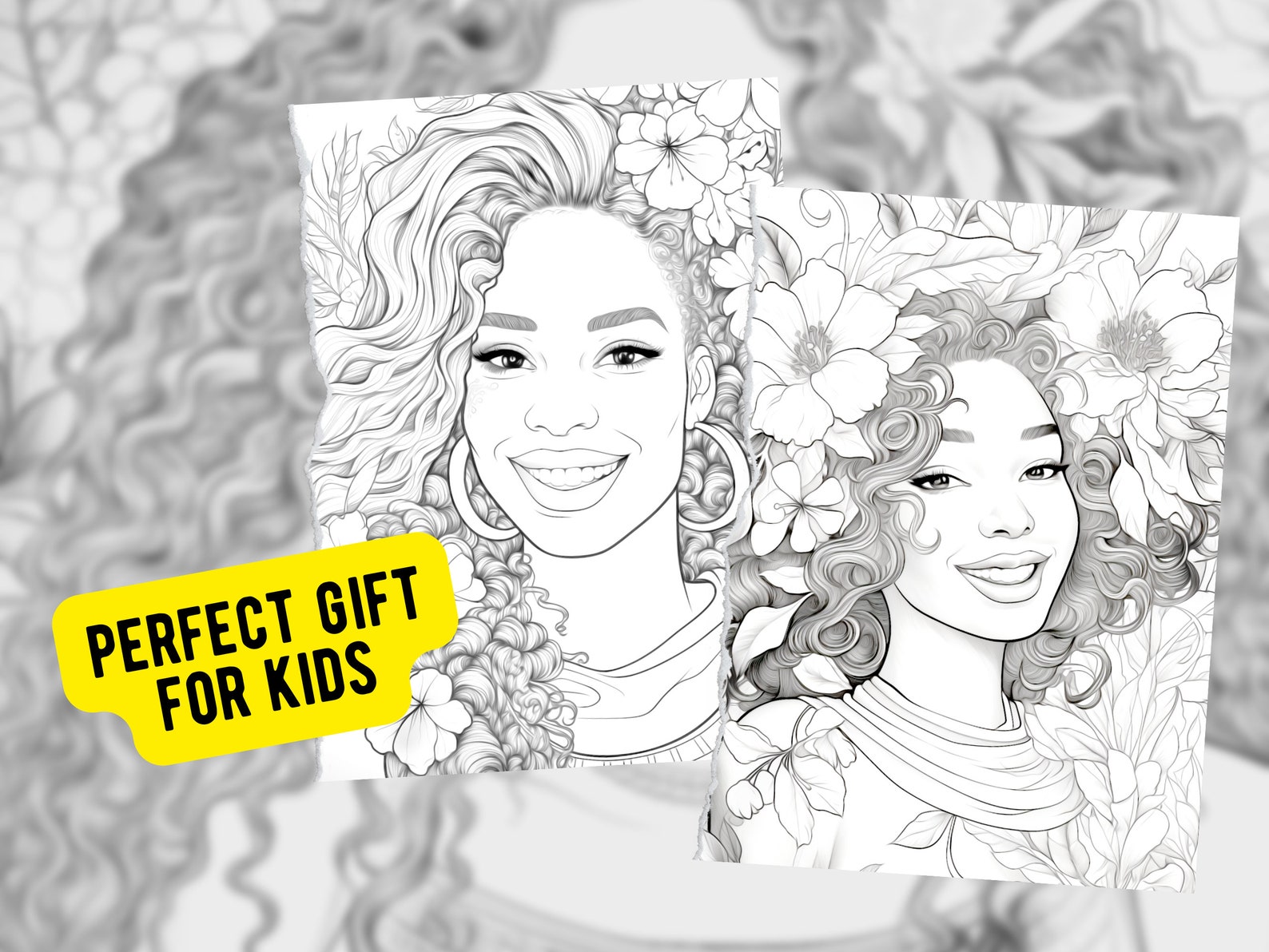 50 Beautiful Black Women Coloring Pages for Adults, Instant Digital ...