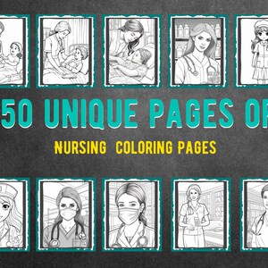 50 Pages Nursing Coloring Page Printable PDF, Professional Instant ...