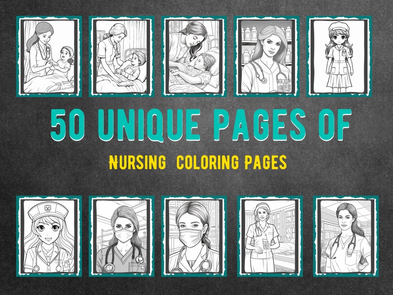 50 Pages Nursing Coloring Page Printable PDF, Professional Instant ...