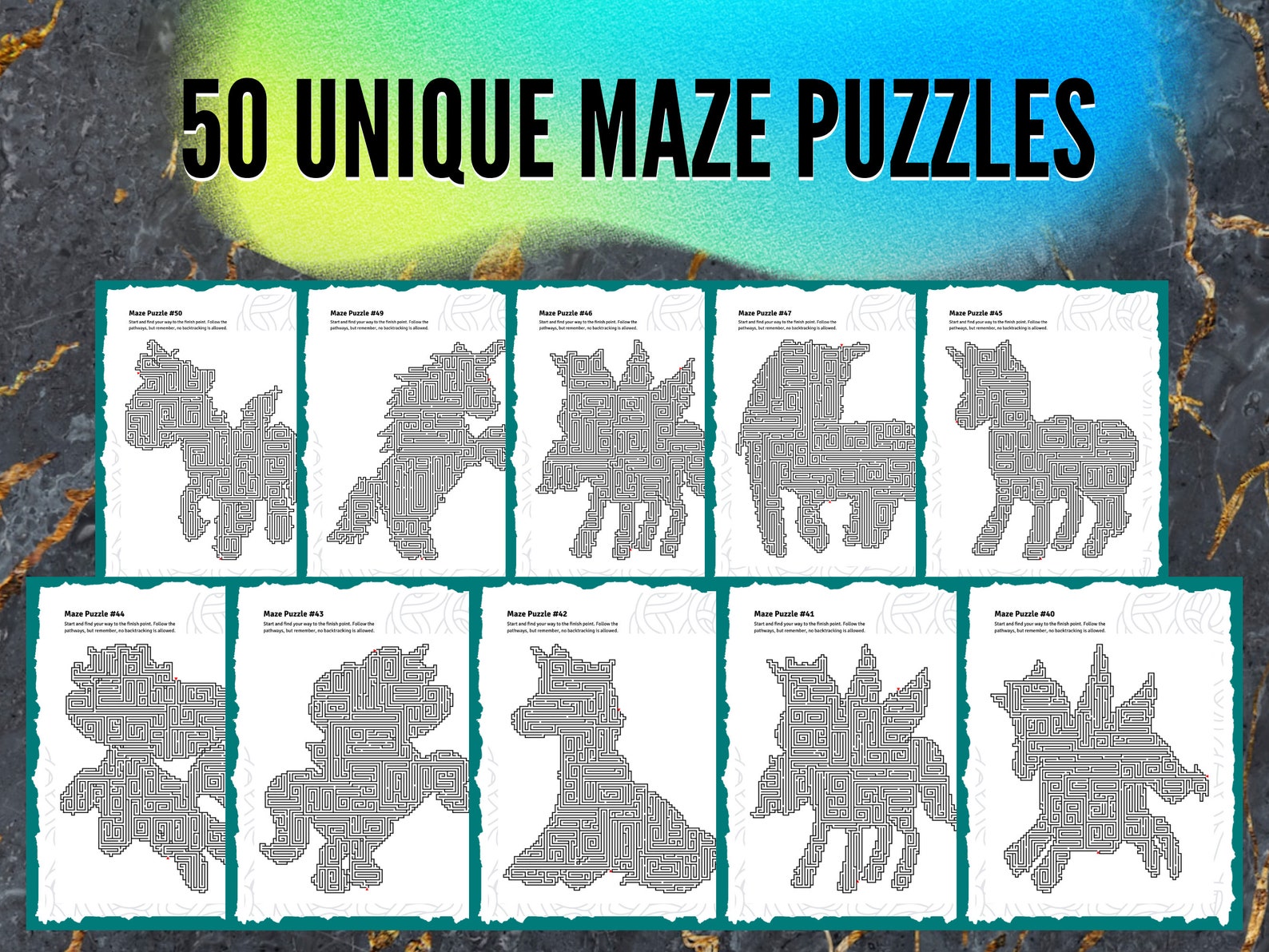 50 Pages Unicorn Maze Puzzle, Instant Download With Answers for Kids ...
