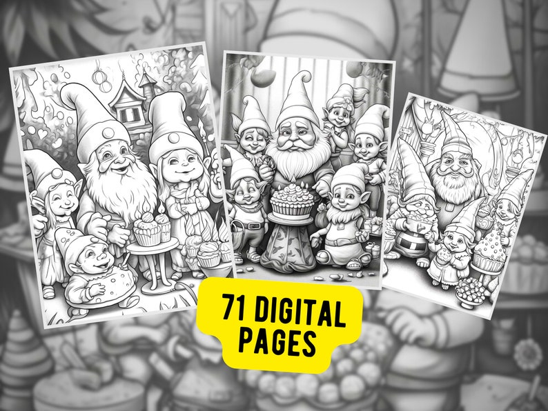 Gnomes Instant Download Printable Digital Coloring for Kids, Coloring ...