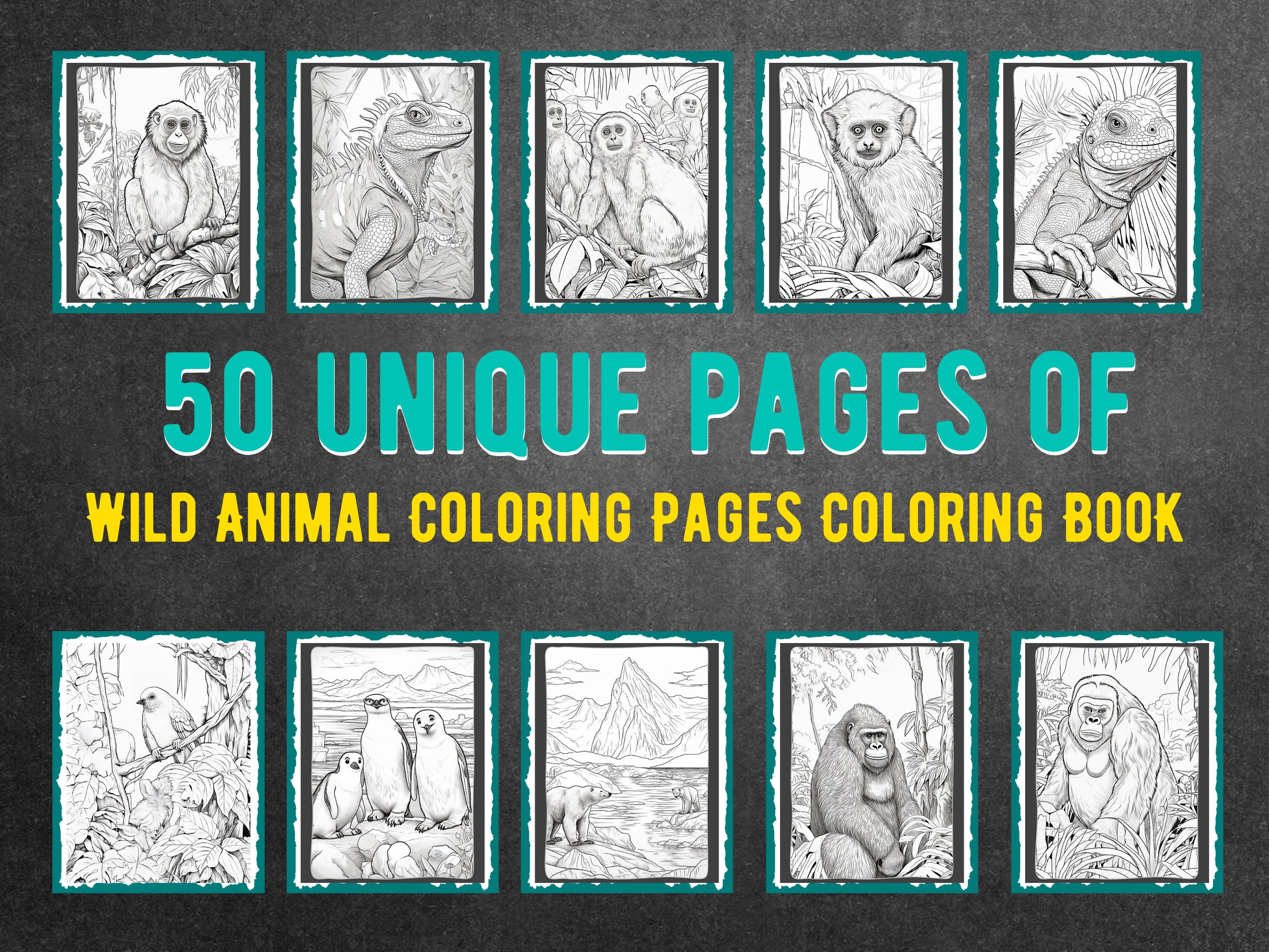 50 Wild Animal Coloring Pages Printable PDF, Nature Coloring Book ...