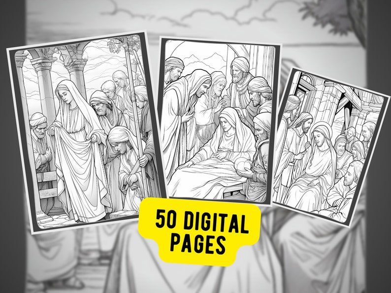 50 Bible Coloring Pages, Printable PDF Instant Download, Christian ...