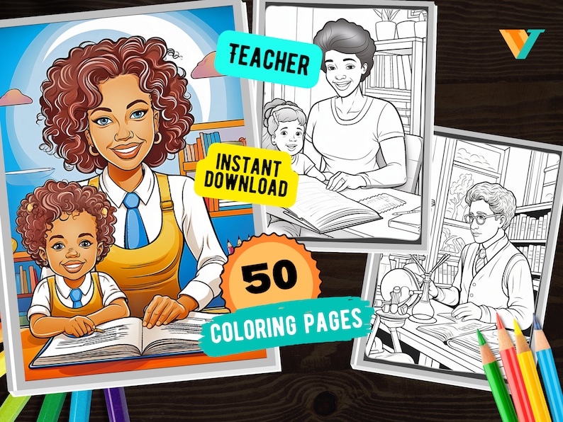 50 Teacher Coloring Pages, Printable PDF File, Gifts for Teachers ...