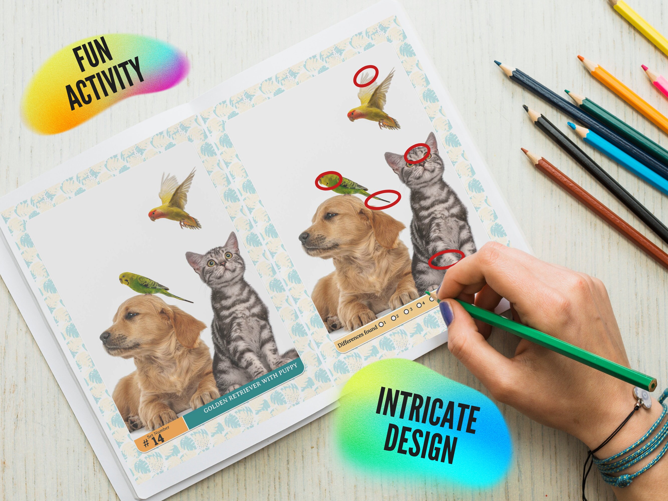 Cute Cat Spot the Difference, Printable Activities, Cat Lover Gift, Pdf ...