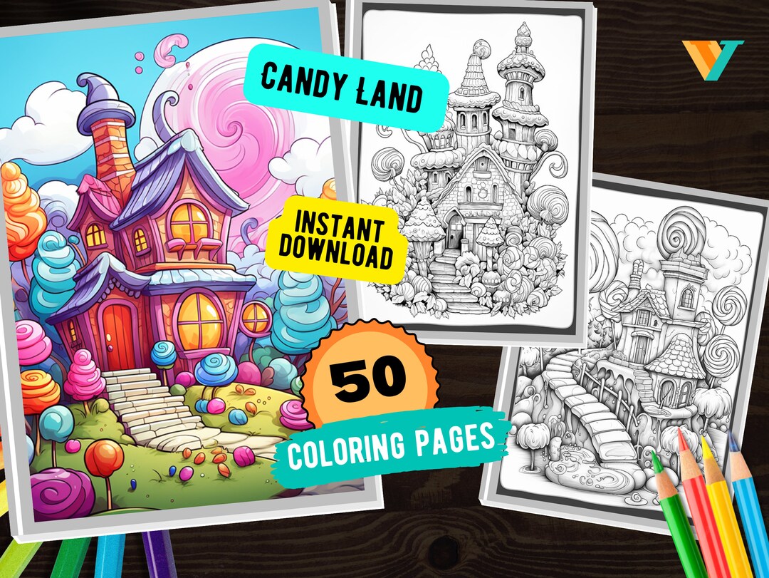 50 Candyland Printable Coloring PDF File, Dessert Coloring, Candy ...