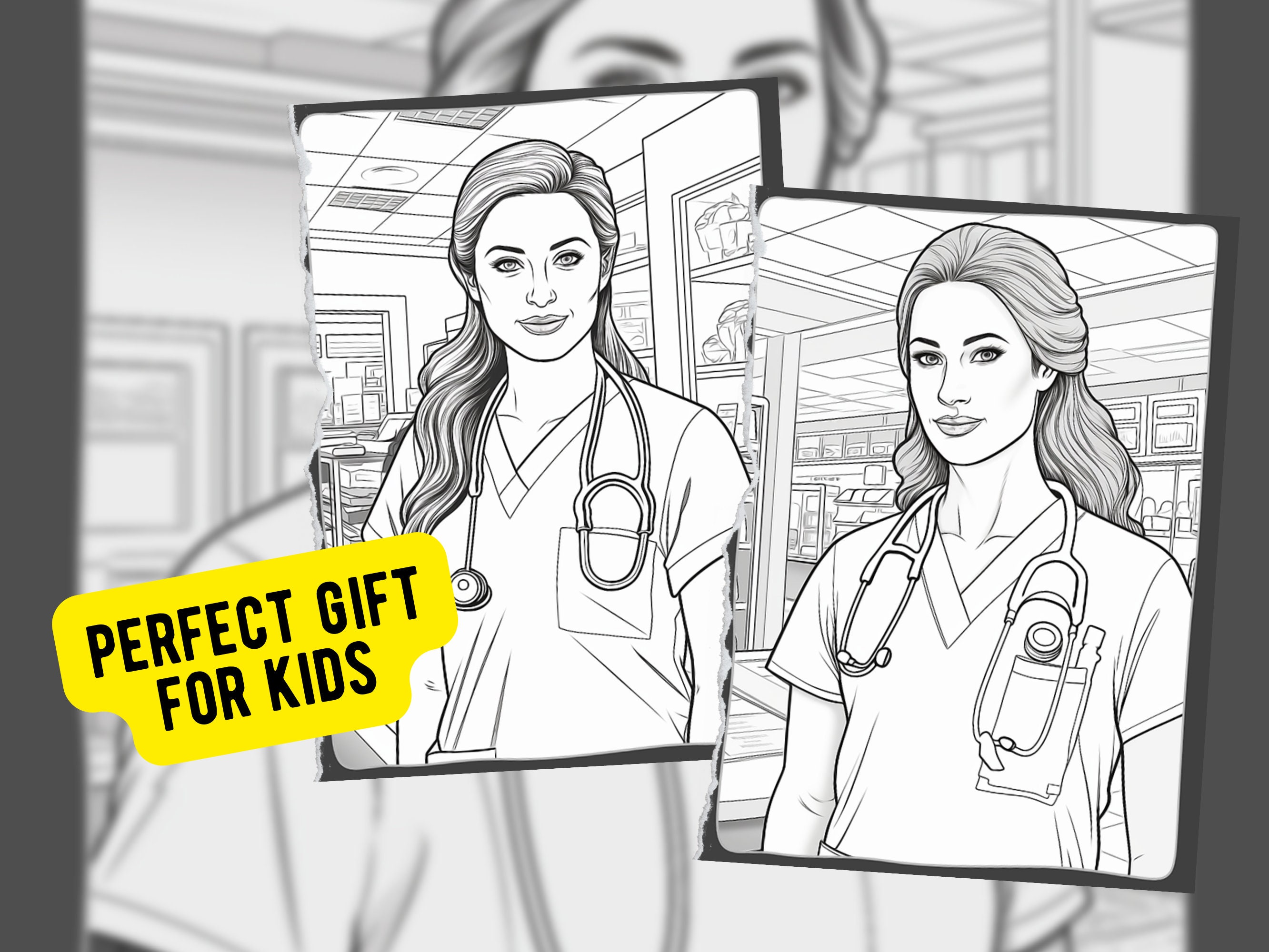 50 Pages Nursing Coloring Page Printable PDF, Professional Instant ...