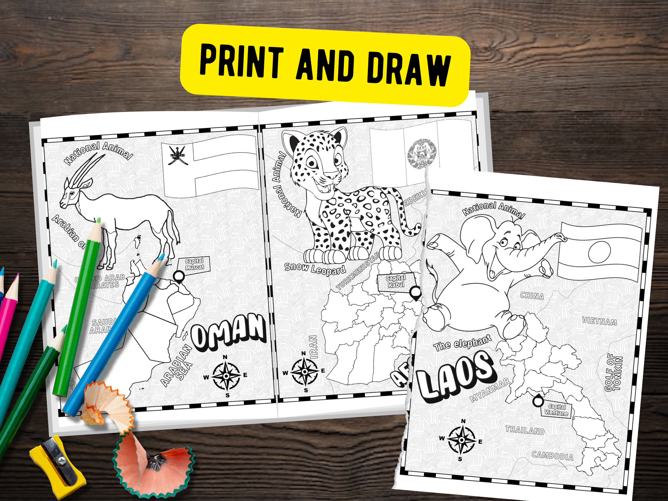 107 Pages Asia World Map Coloring Pages Geography Map Coloring Pages ...