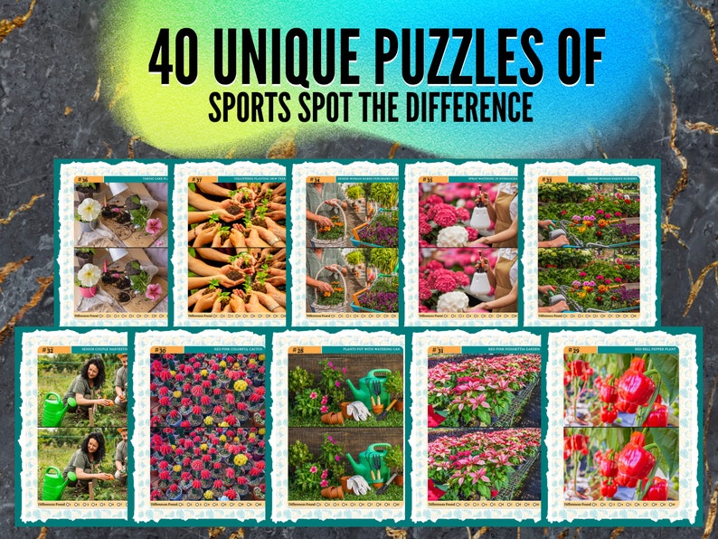 Gardening Lover Spot the Difference Printable Pages, Gardener ...