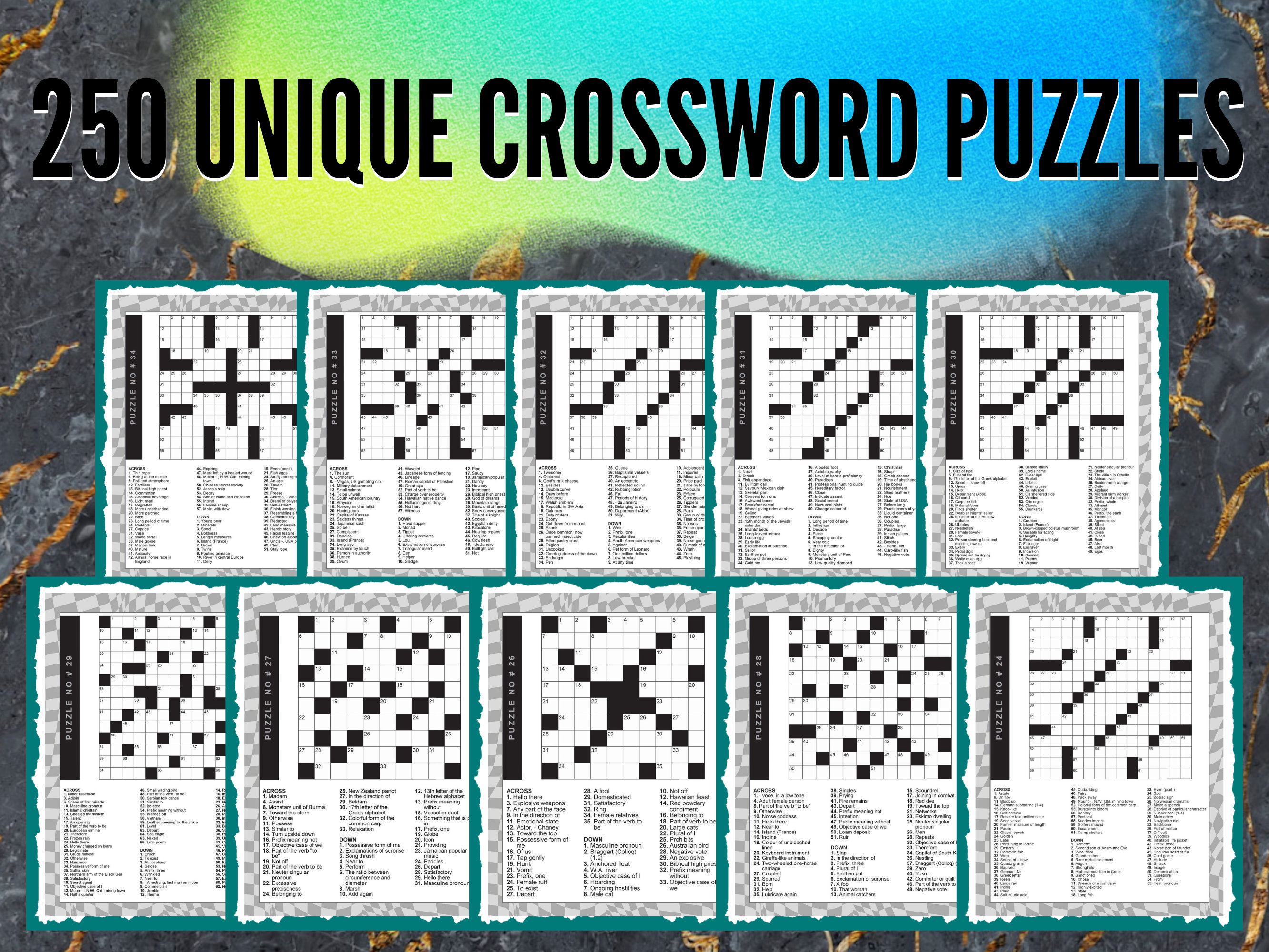 Crossword Puzzles Book for Adults Instant Download, Fun Activities for ...
