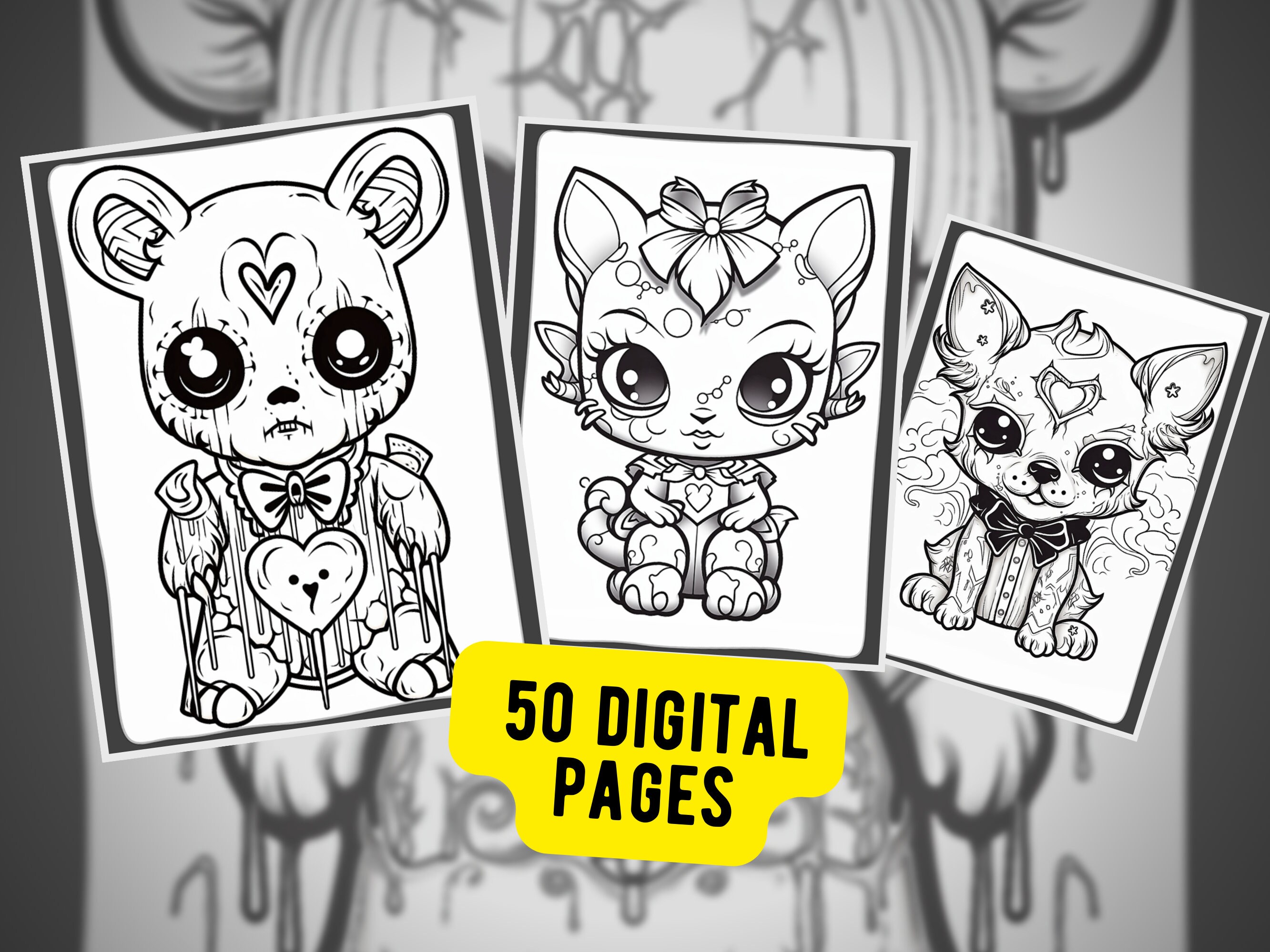 50 Adorable Gothic Kawaii and Horror Coloring Pages Printable PDF ...