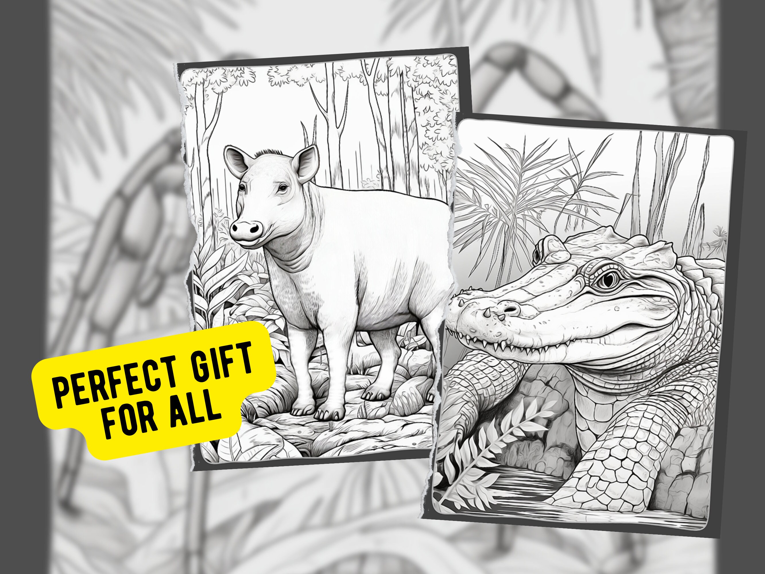 50 Wild Animal Coloring Pages Printable PDF, Nature Coloring Book ...