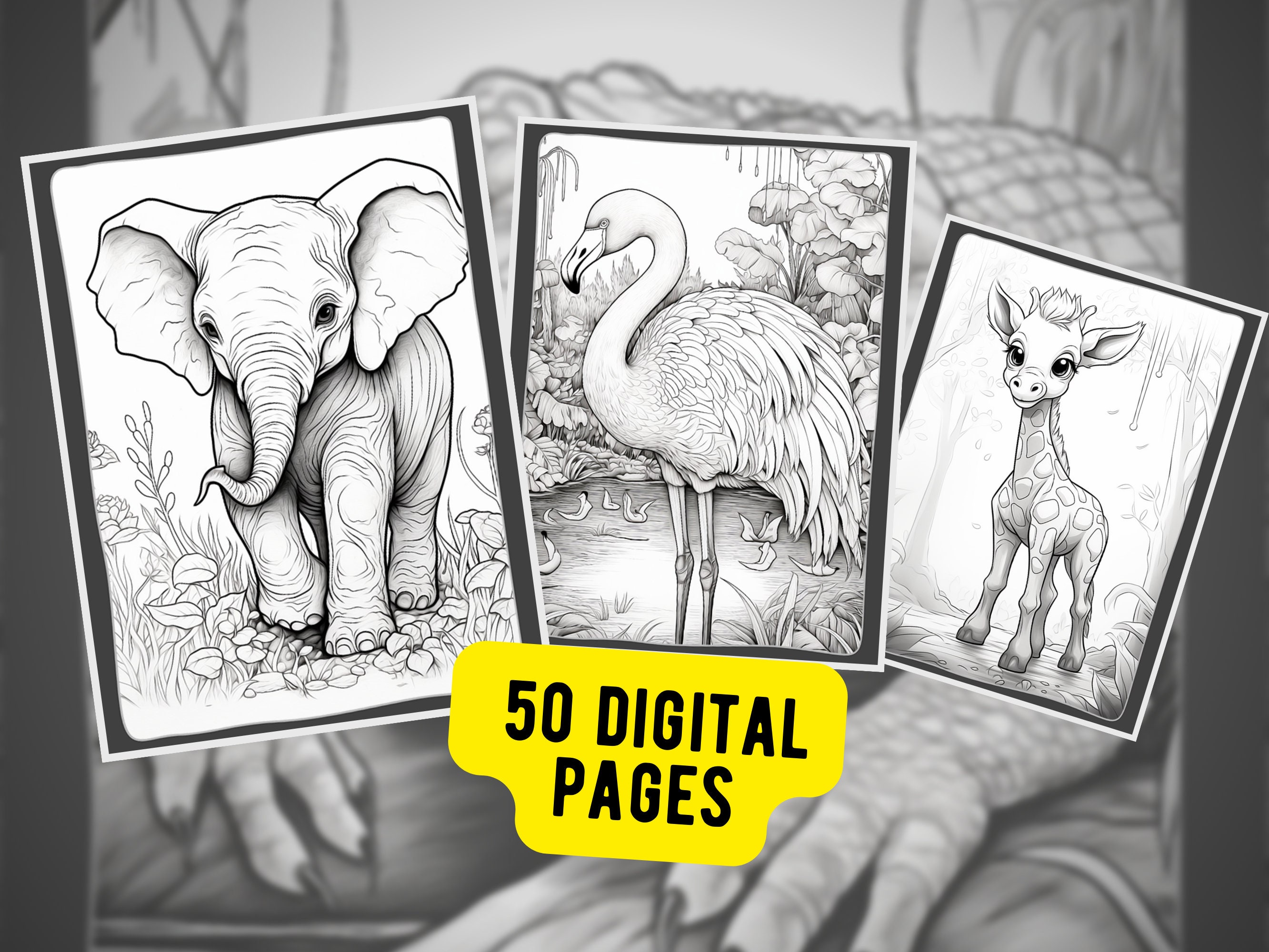 50 Safari Animals Coloring Pages Printable PDF, Wildlife Animals ...