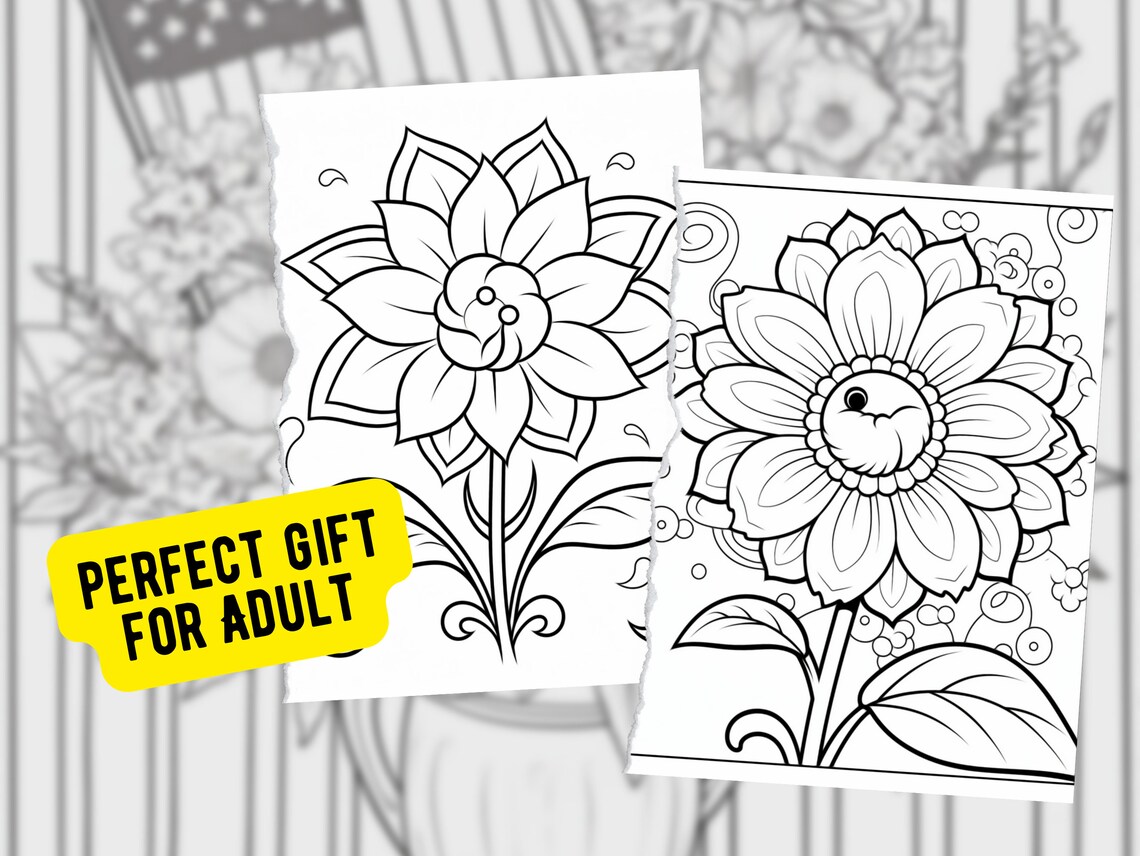 71 Flower Coloring Pages Vol. 3 Flower Bouquets and Vase - Etsy