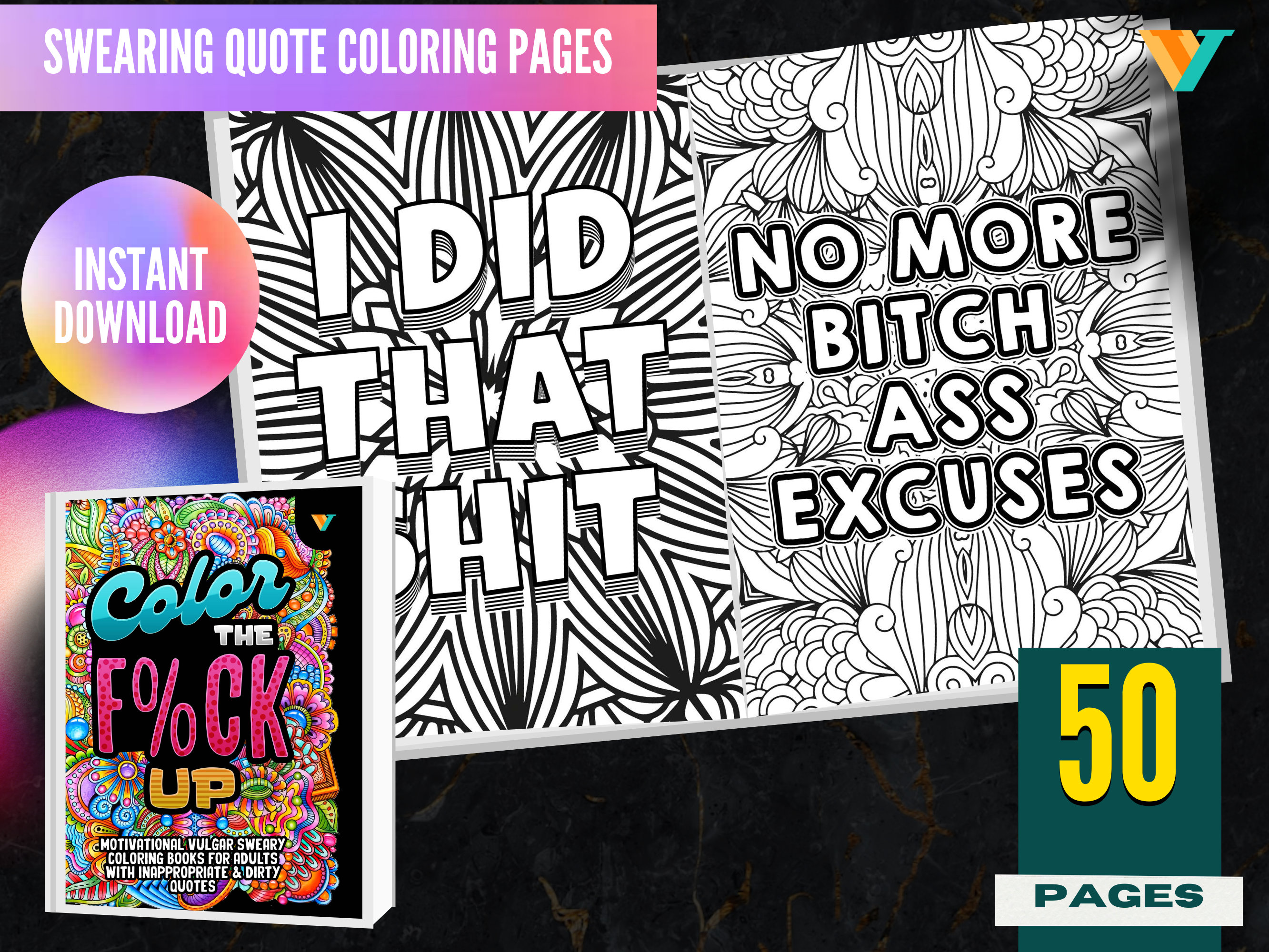 50 Adult Motivational Quote Coloring Pages, Coloring Book for Adults ...