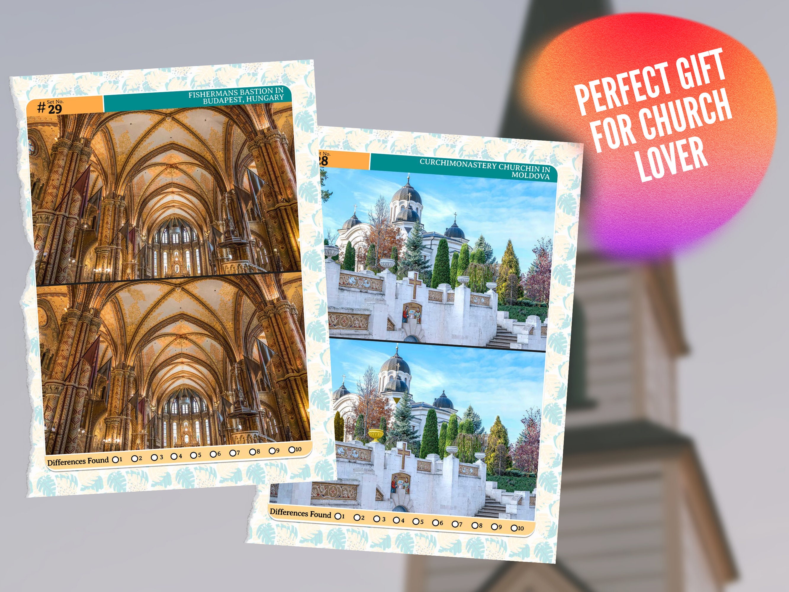 Christian Church Lover Spot the Difference Puzzle Printable PDF, House ...