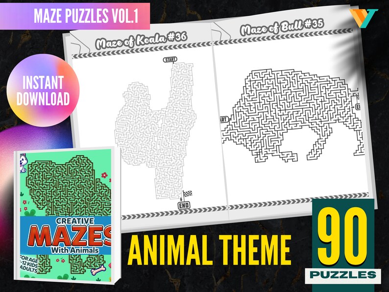 90 Animal Shaped Mazes for Kids for Ages 8-12 & Adults, an Amazing Fun ...