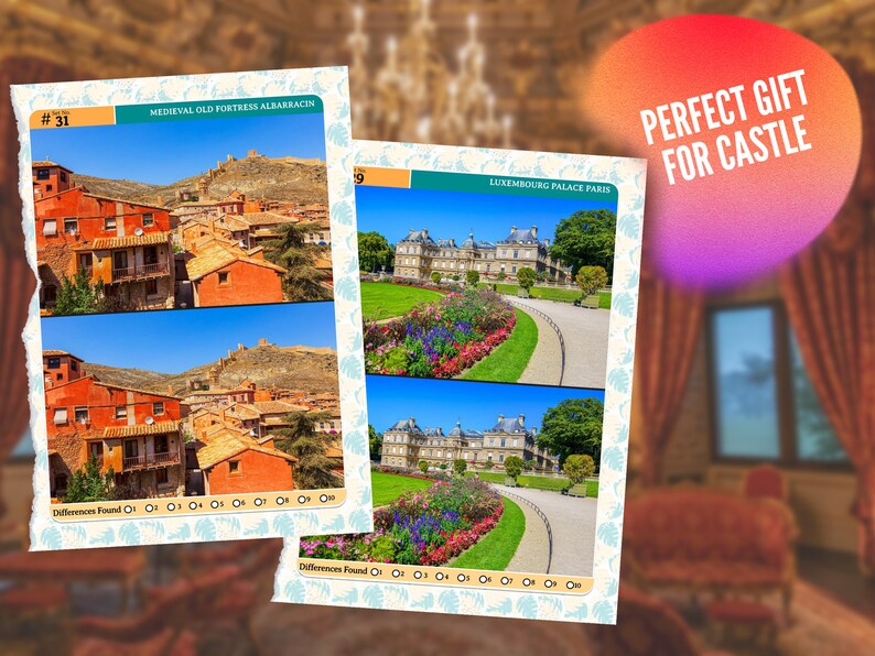 Castle Spot the Difference Coloring Printable Pages Love - Etsy