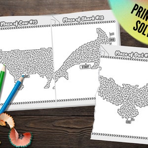 90 Pages of Animal Shaped Mazes Printable PDF for Kids of Ages 8-12 ...