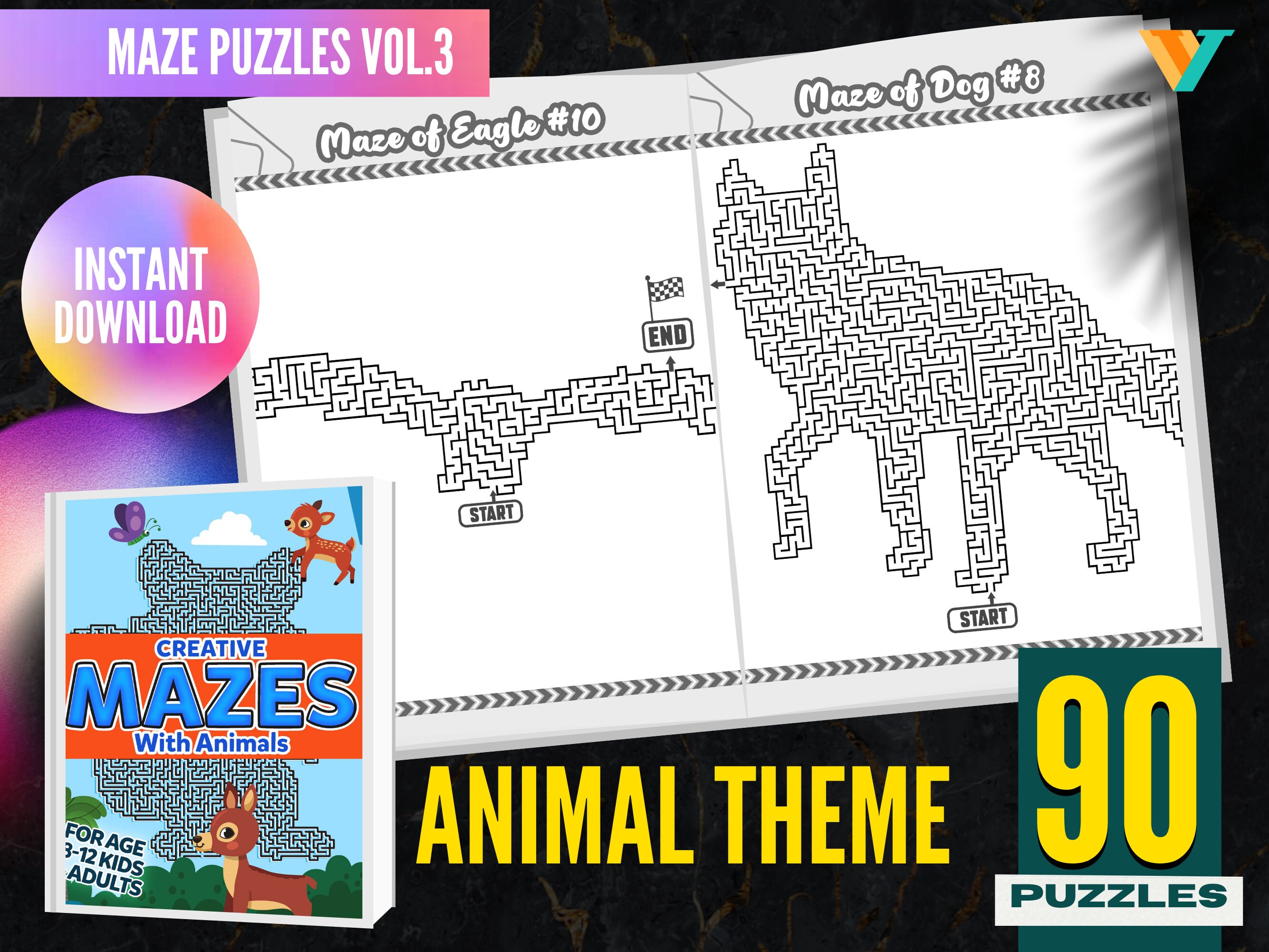 90 Animal Shaped Maze Games Puzzle, Kids Activities Kits for Ages 6-12 ...
