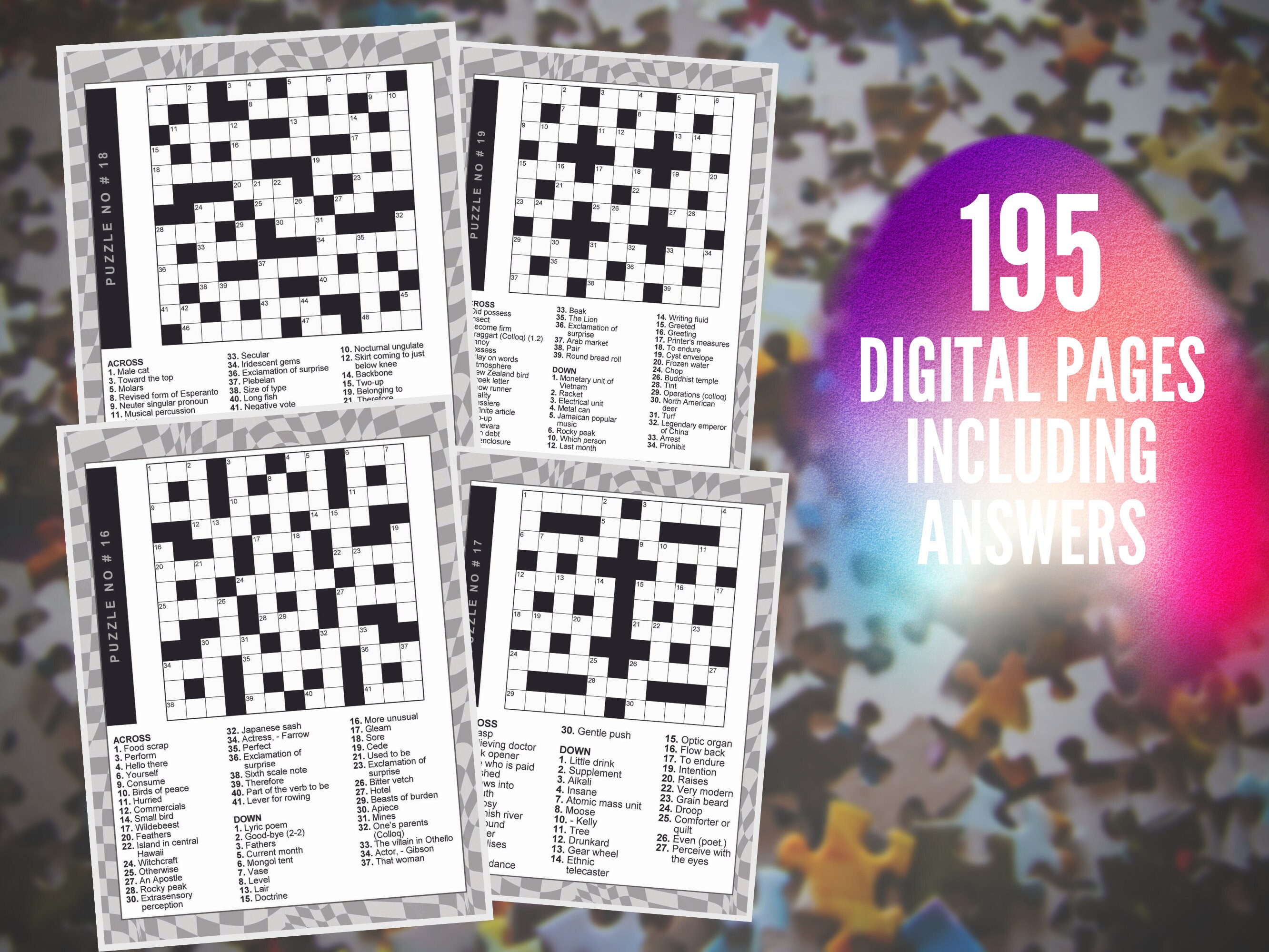 Crossword Puzzles Book for Adults, Fun Activities for Seniors, Digital ...