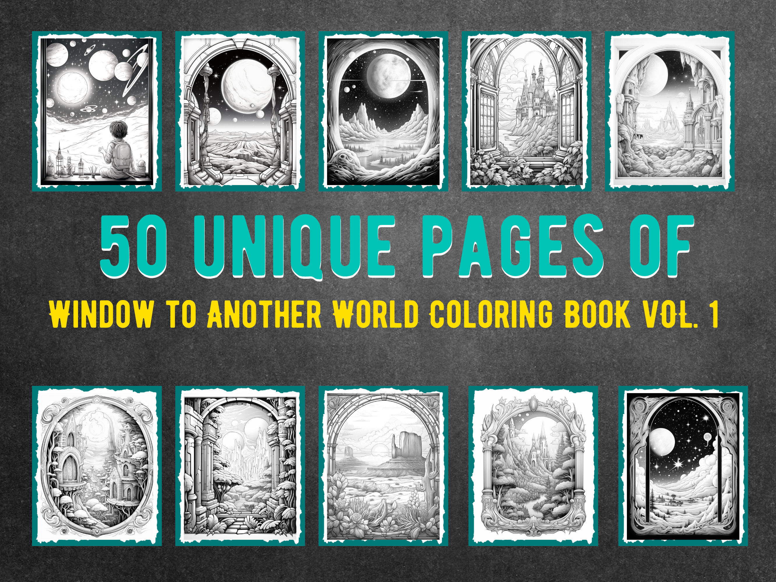 Window to Another World Coloring Pages Vol. O1, Instant Digital ...