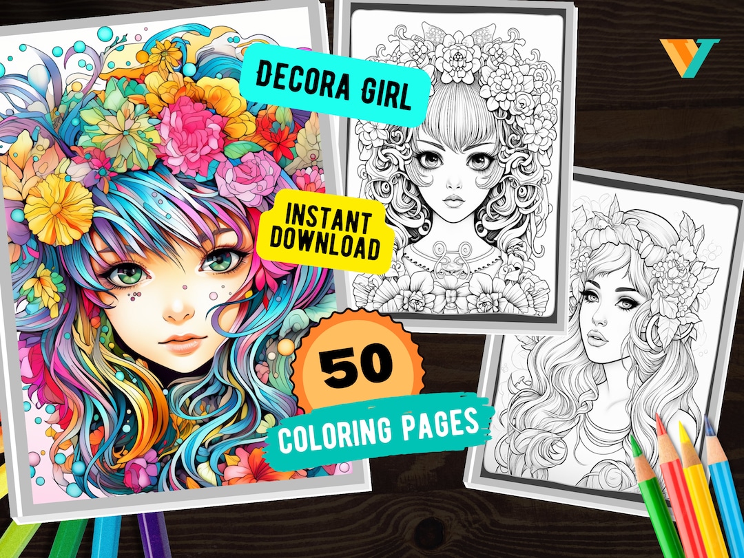 50 Decora Girls Coloring Pages Printable PDF Instant Download, Cute ...