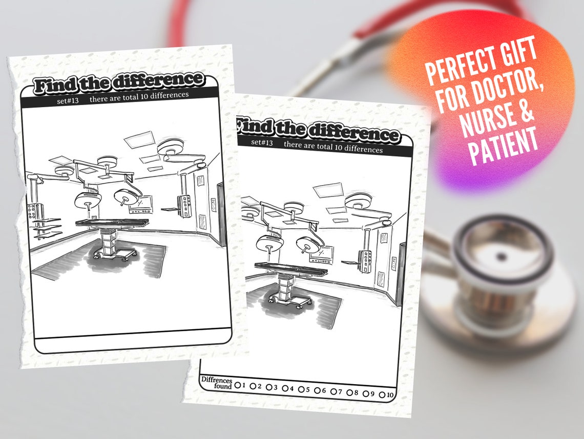 Hospital Spot the Difference, Coloring Printable Pages for Children ...