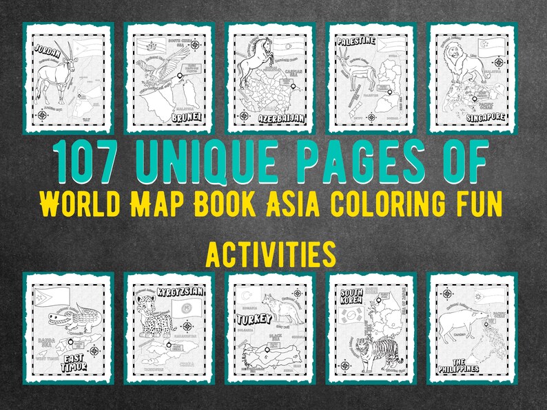 107 Pages Asia World Map Coloring Pages Geography Map Coloring Pages ...