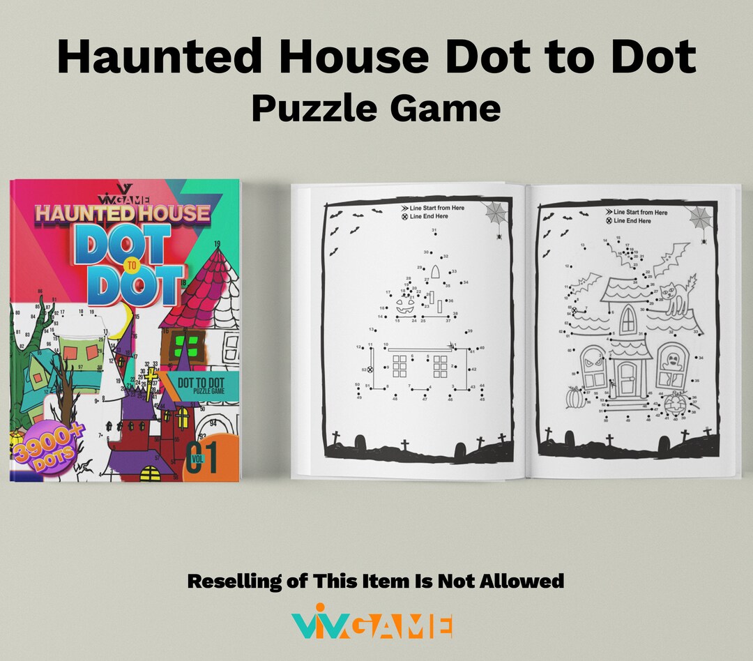 46 Pages Dot to Dot Haunted House Puzzle Game : 3900+ Dots to Connect ...