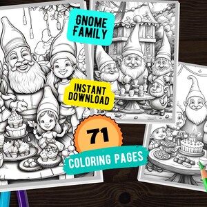 Gnomes Instant Download Printable Digital Coloring for Kids, Coloring ...
