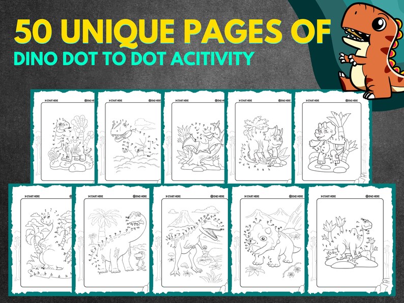 Dinosaur Dot to Dot Number Activity for Preschool, Pre-k, Kindergarten ...