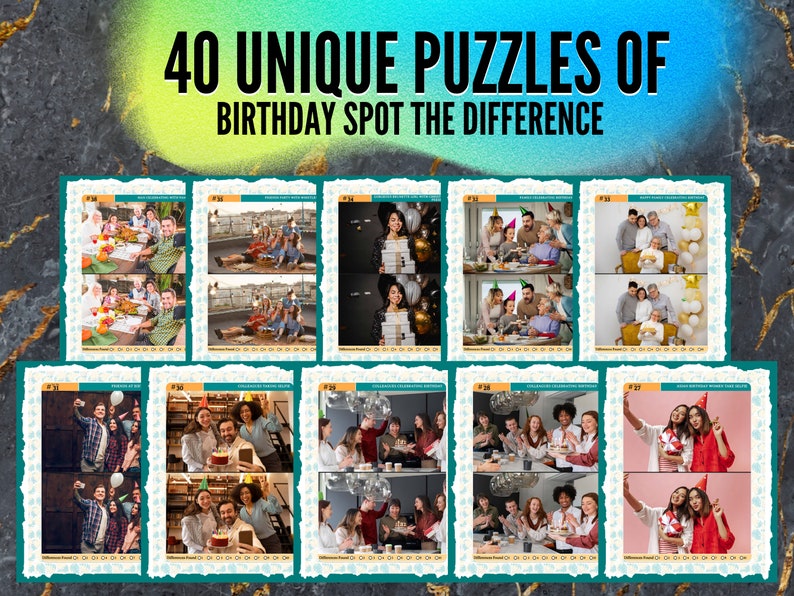 Birthday Spot the Difference, Coloring Printable Pages, Love Find the ...