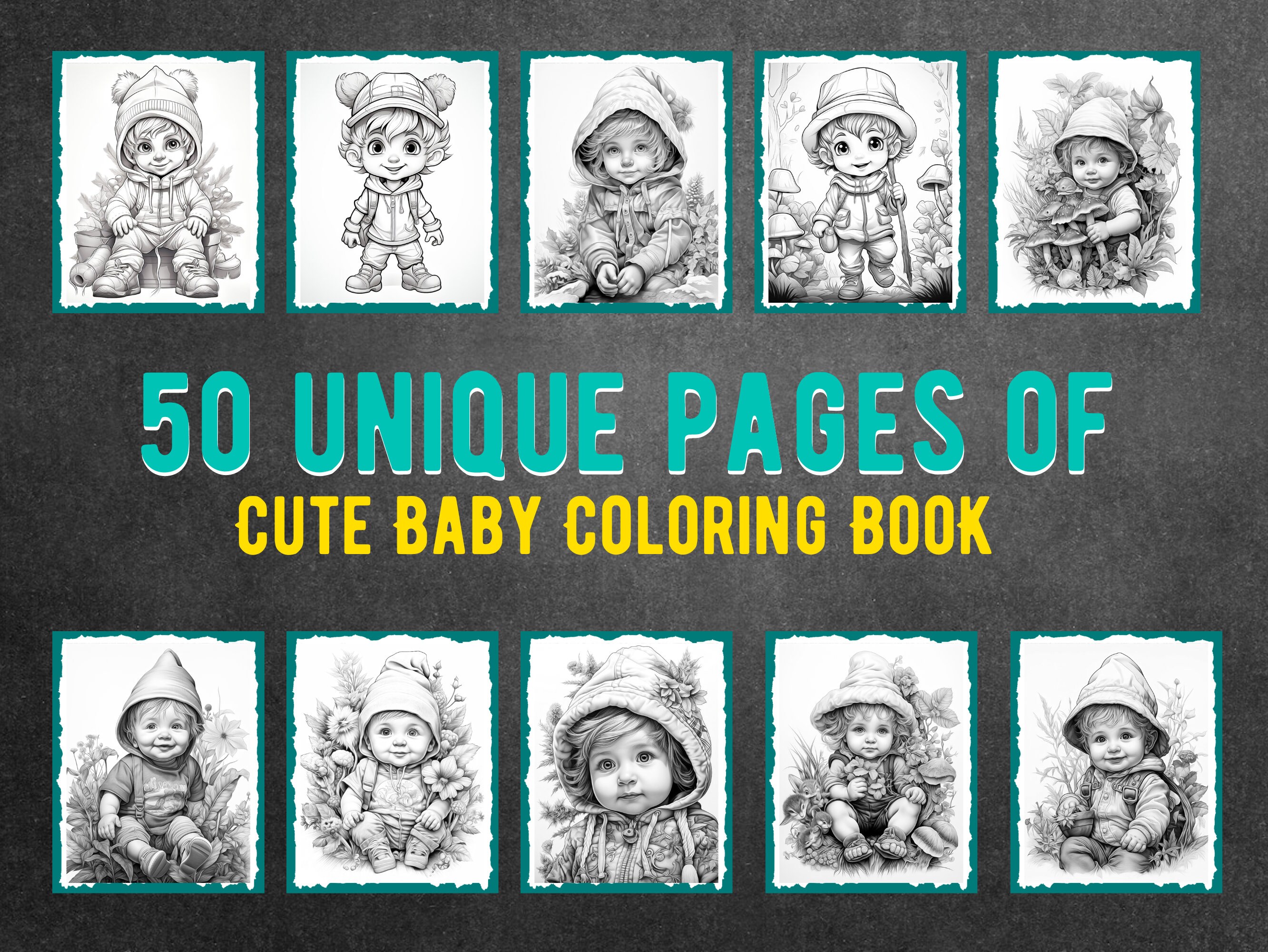 50 Cute Baby Boy Coloring Pages Printable PDF File, Adult Activity Book ...
