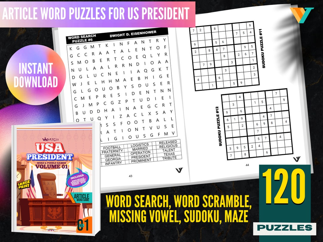 120 US President V1 Article Word Puzzle Game, Word Search, Word ...
