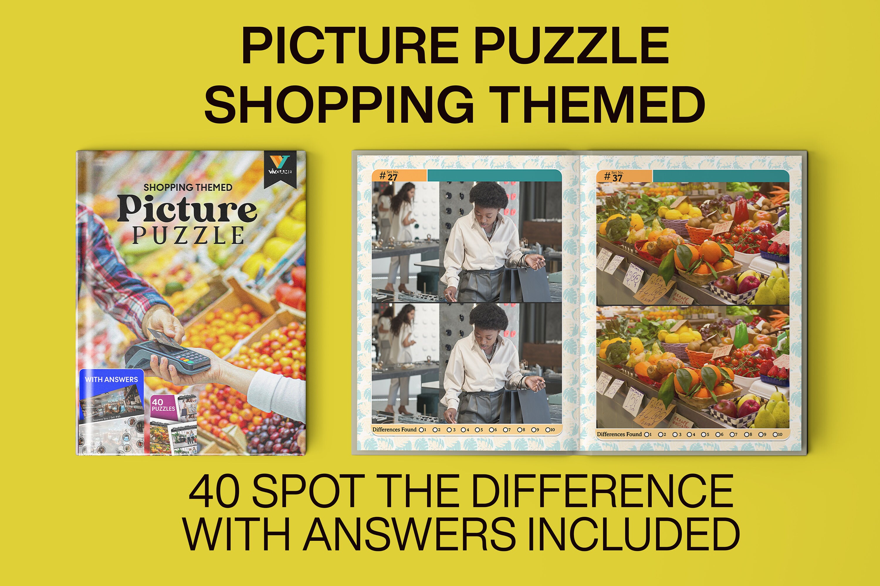 40 Pages Full Color Printable Spot the Differences Find the - Etsy