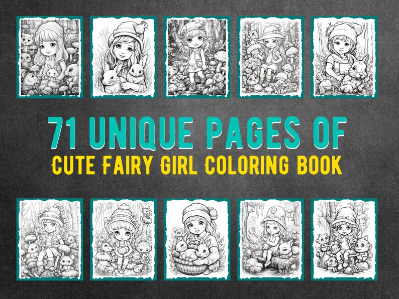 71 Cute Woodland Fairy Coloring Book, Adults Kids Instant Download ...