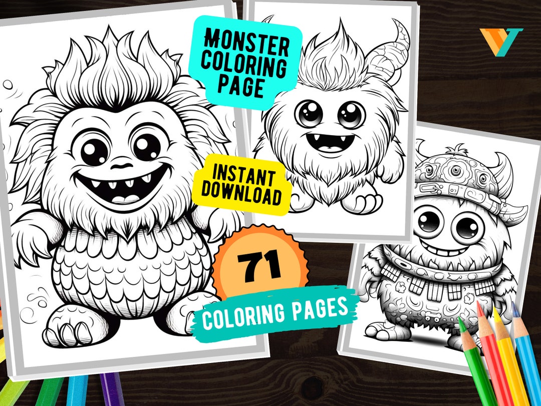71 Pages Creepy Monsters Coloring Cute Monster to Color, Cute Halloween ...