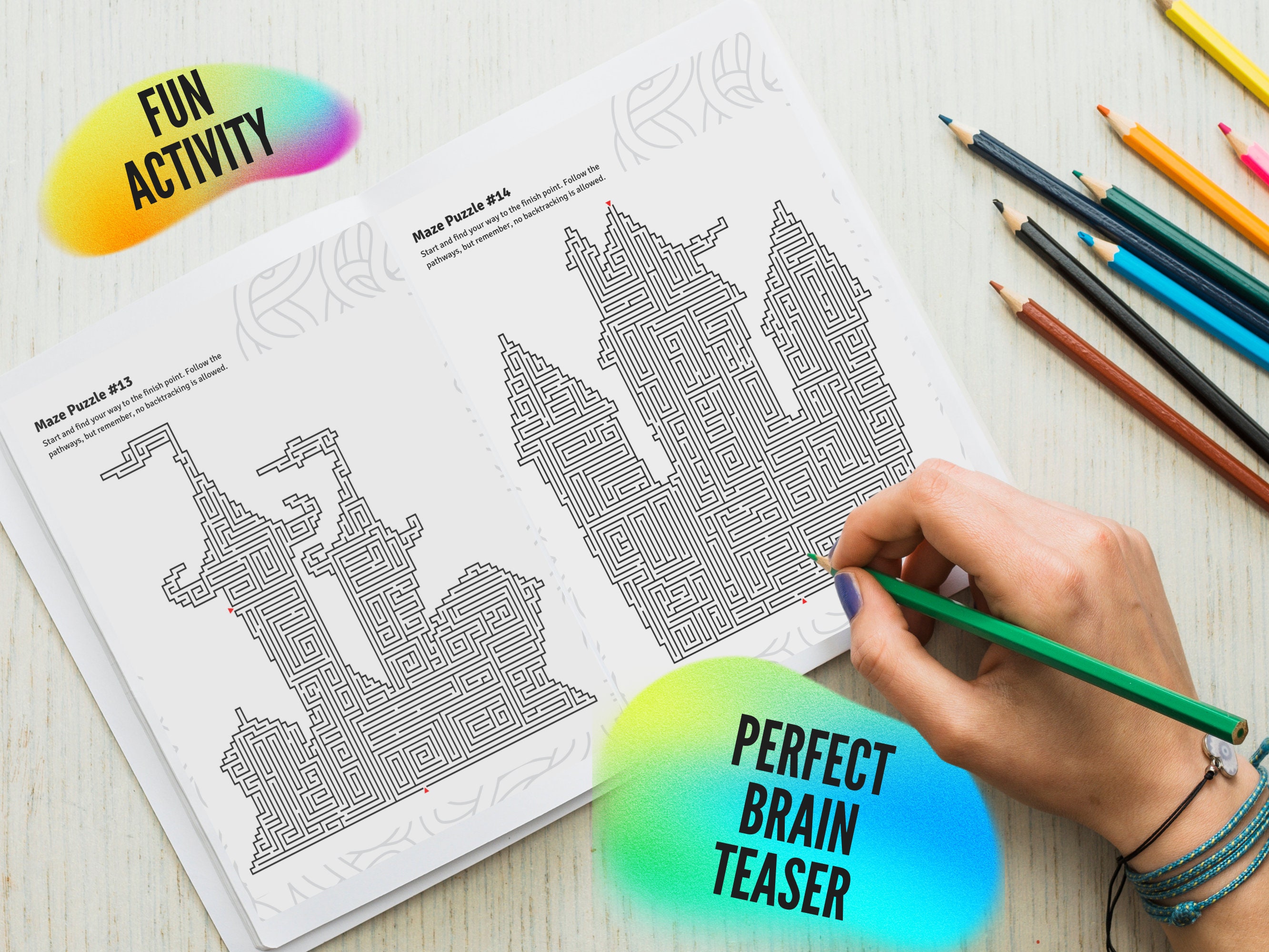 50 Haunted House Maze Puzzle Pages With Solutions, Halloween Themed Fun ...