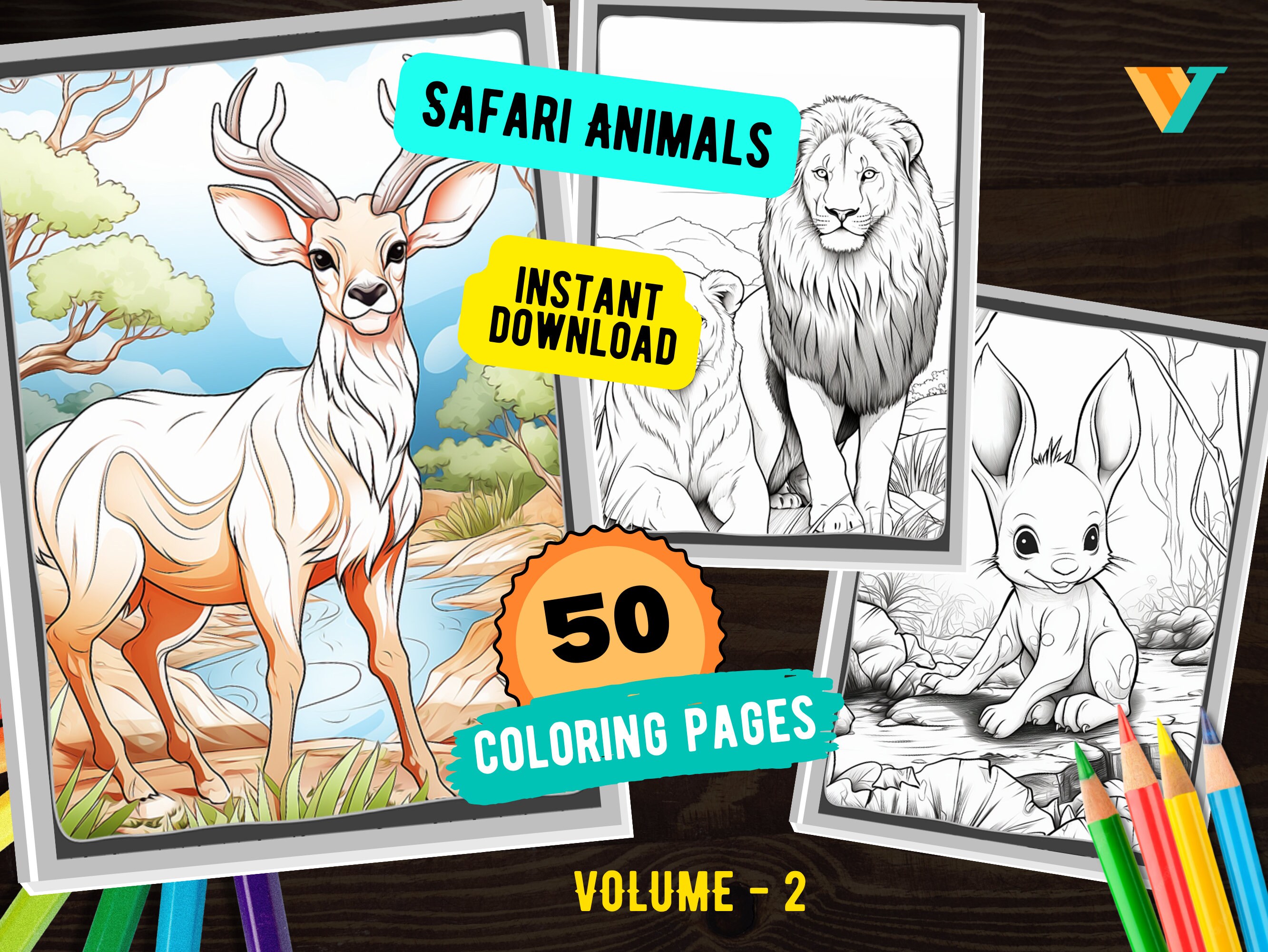 Safari Animals Wildlife Coloring Pages, 50 Printable PDF Sheets ...
