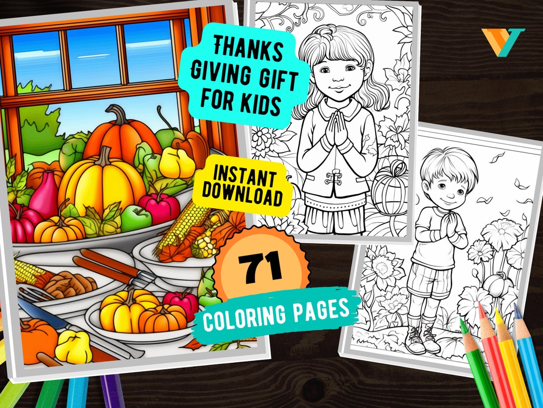 71 Thanksgiving Printable Coloring Pages, Instant Download, Fall ...