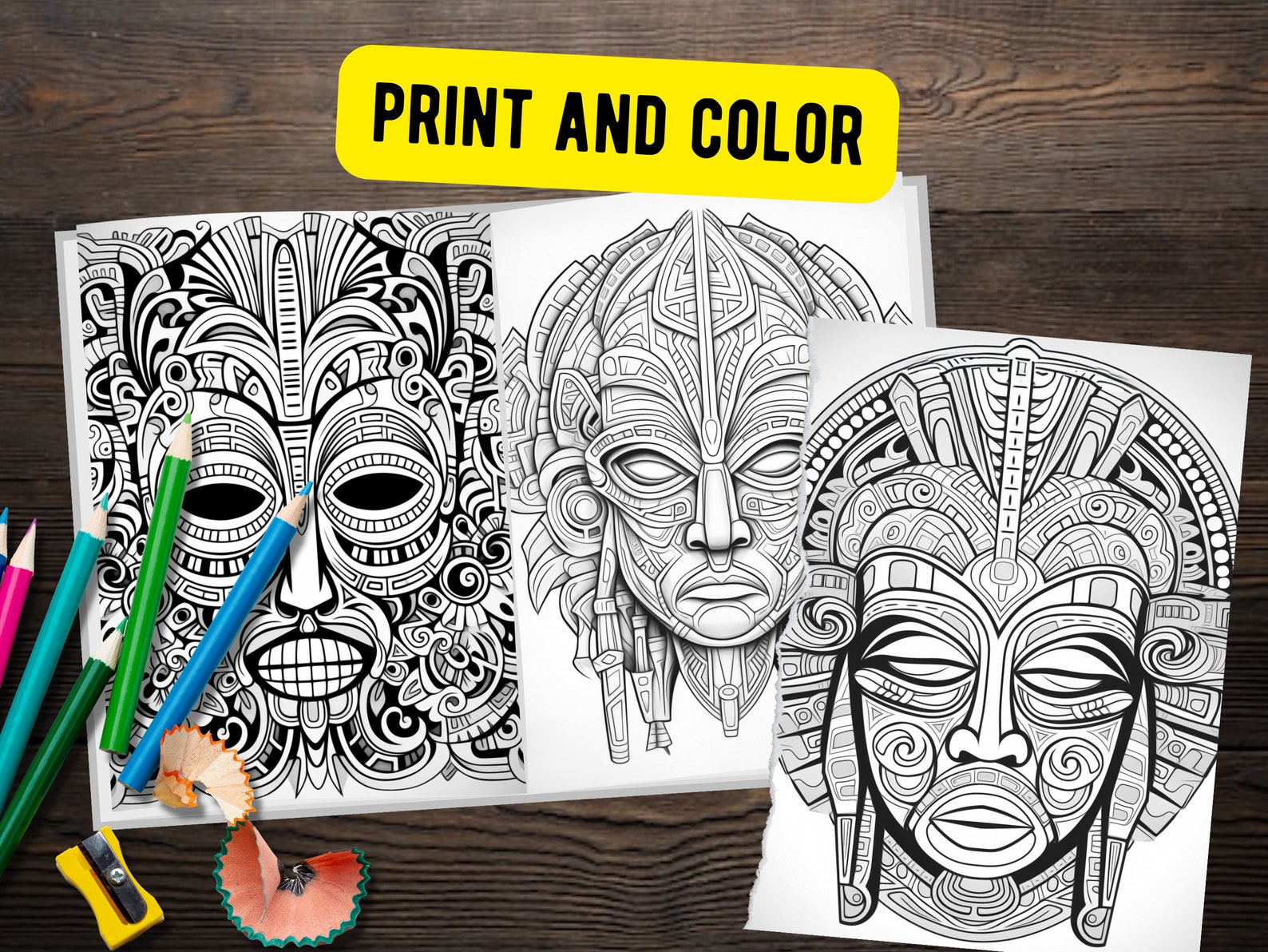 Tribal Native Mask Mandala Vol. 2 Coloring 50 Pages Instant Download ...