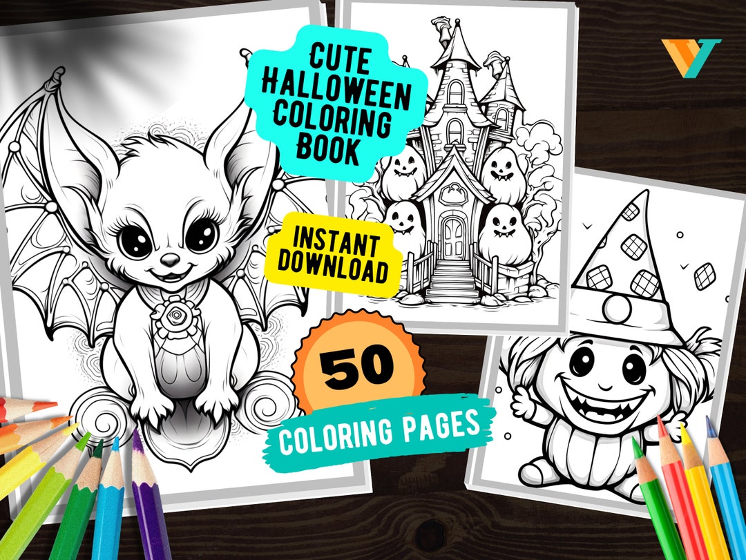 50 Pages Cute Halloween Coloring Page Part 1, Meditation Claming ...
