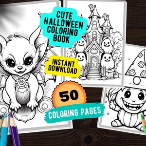 50 Pages Cute Halloween Coloring Page Part 1, Meditation Claming ...