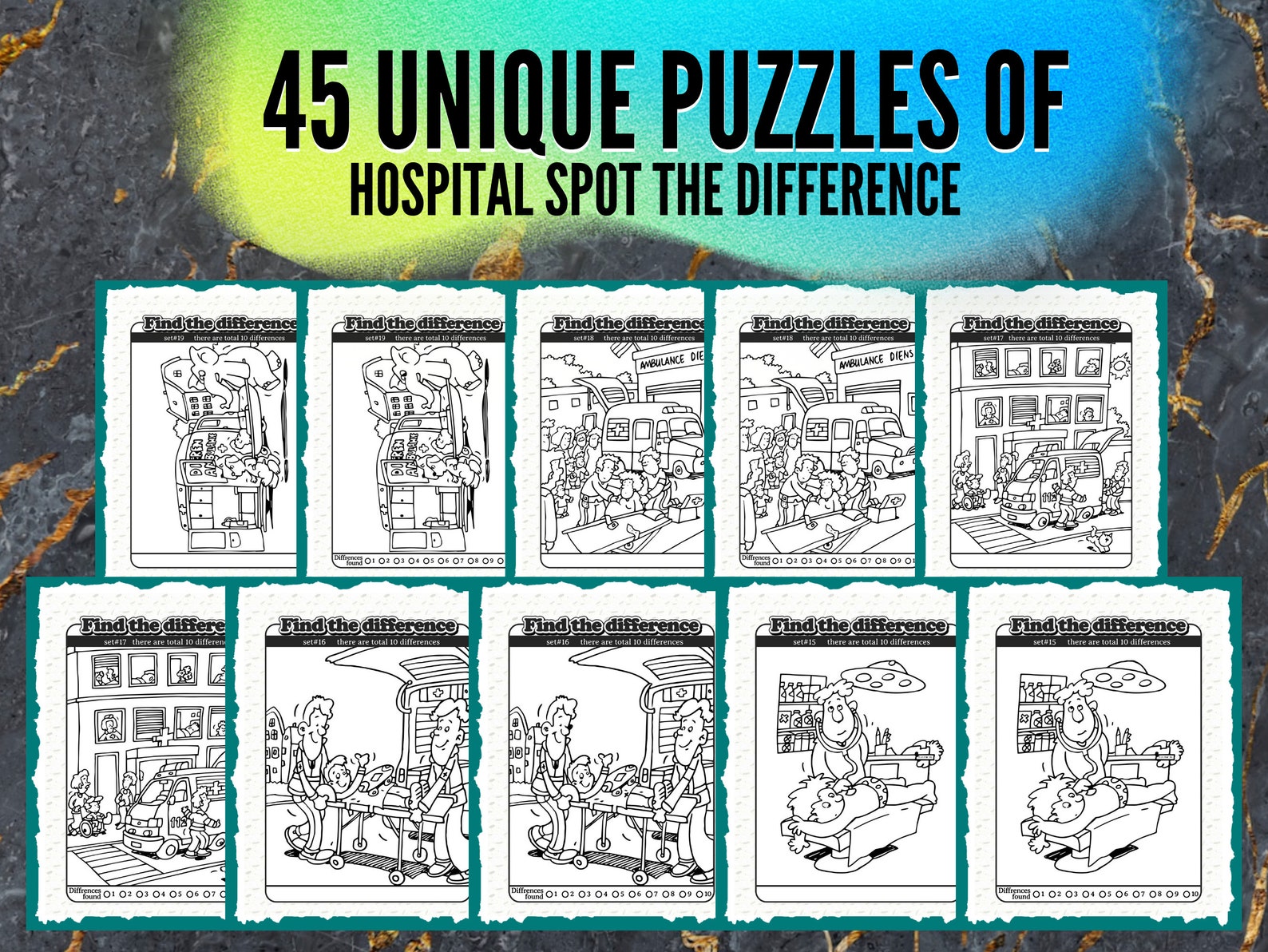 Hospital Spot the Difference, Coloring Printable Pages for Children ...
