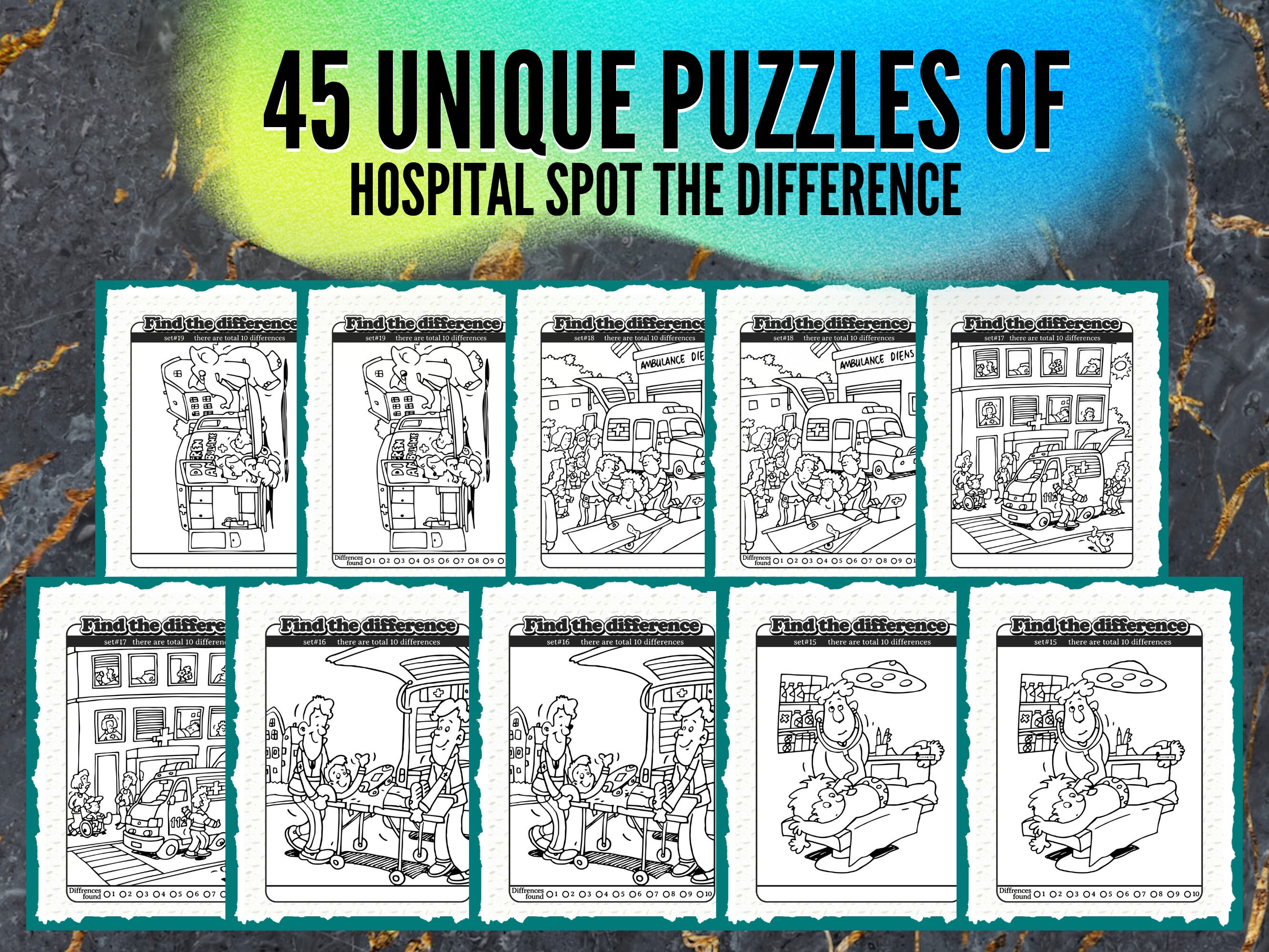 Hospital Spot the Difference, Coloring Printable Pages for Children ...