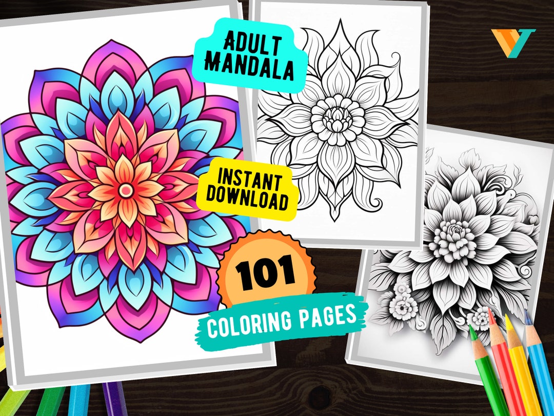 Mandala Coloring 101 Pages, Printable Activities, Instant Download, Pdf ...